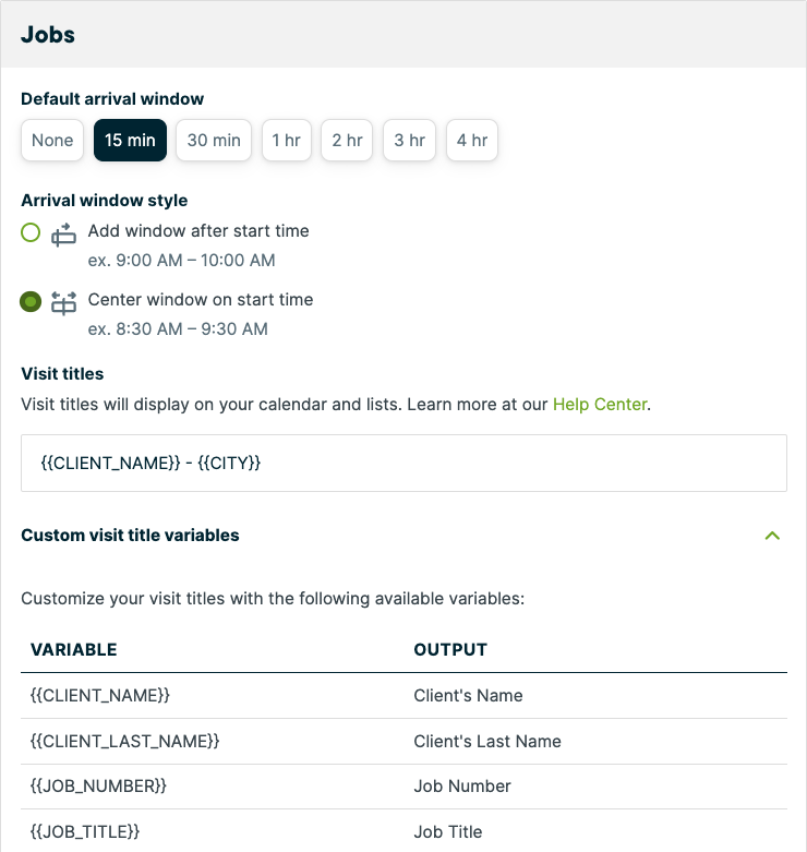 Work Settings – Jobber Help Center