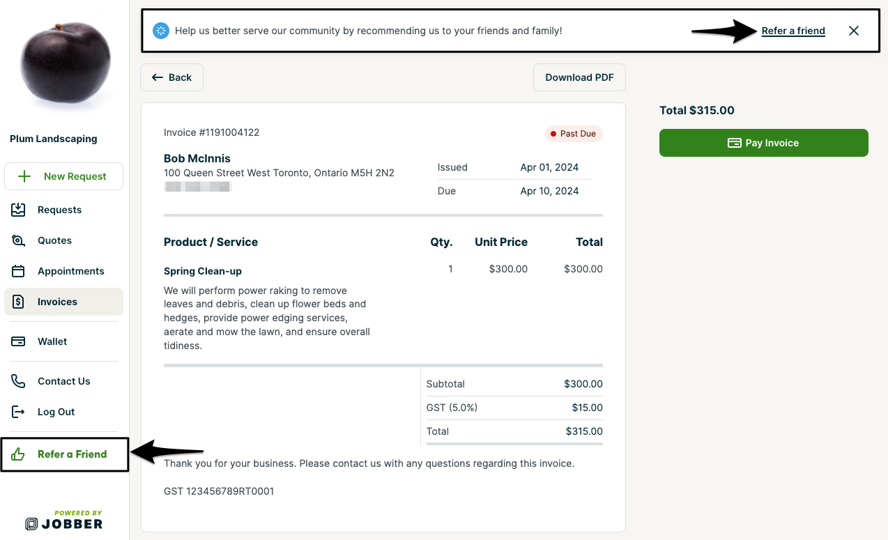 Referrals in Client Hub – Jobber Help Center