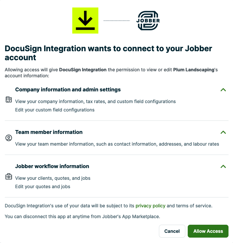 Jobber and DocuSign Integration – Jobber Help Center