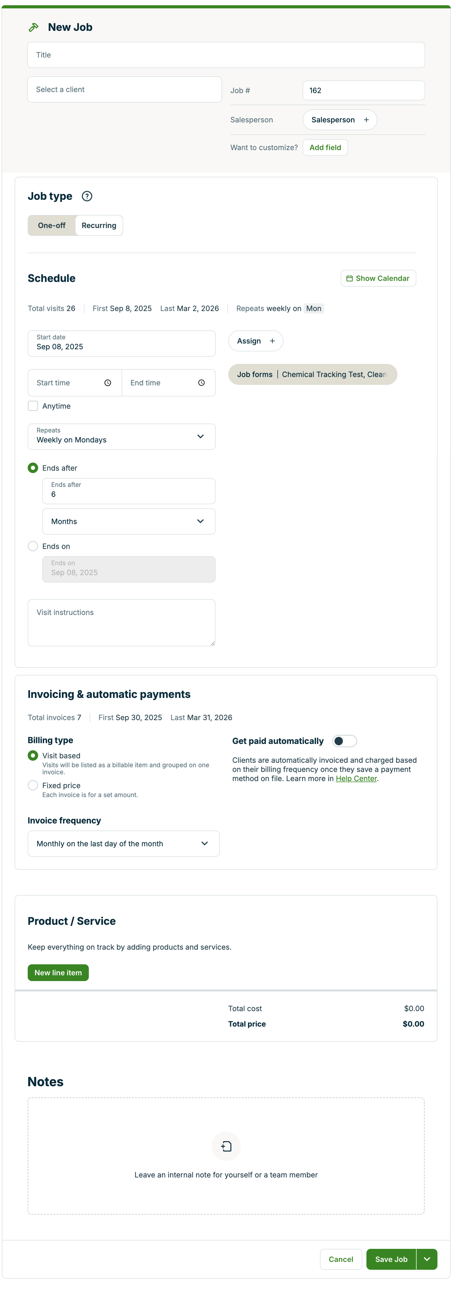 Create a Recurring Job – Jobber Help Center