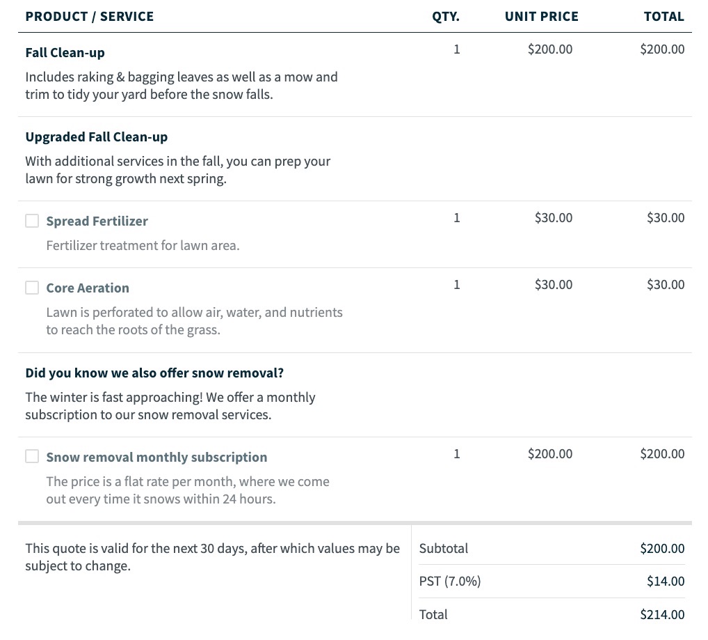 Quoting on the Grow Plan – Jobber Help Center
